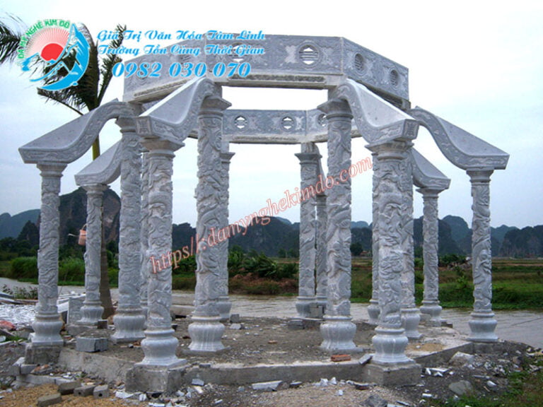 Mẫu cột đá đẹp phổ biến nhất hiện nay - Lăng mộ đá xanh khối Kim Đô